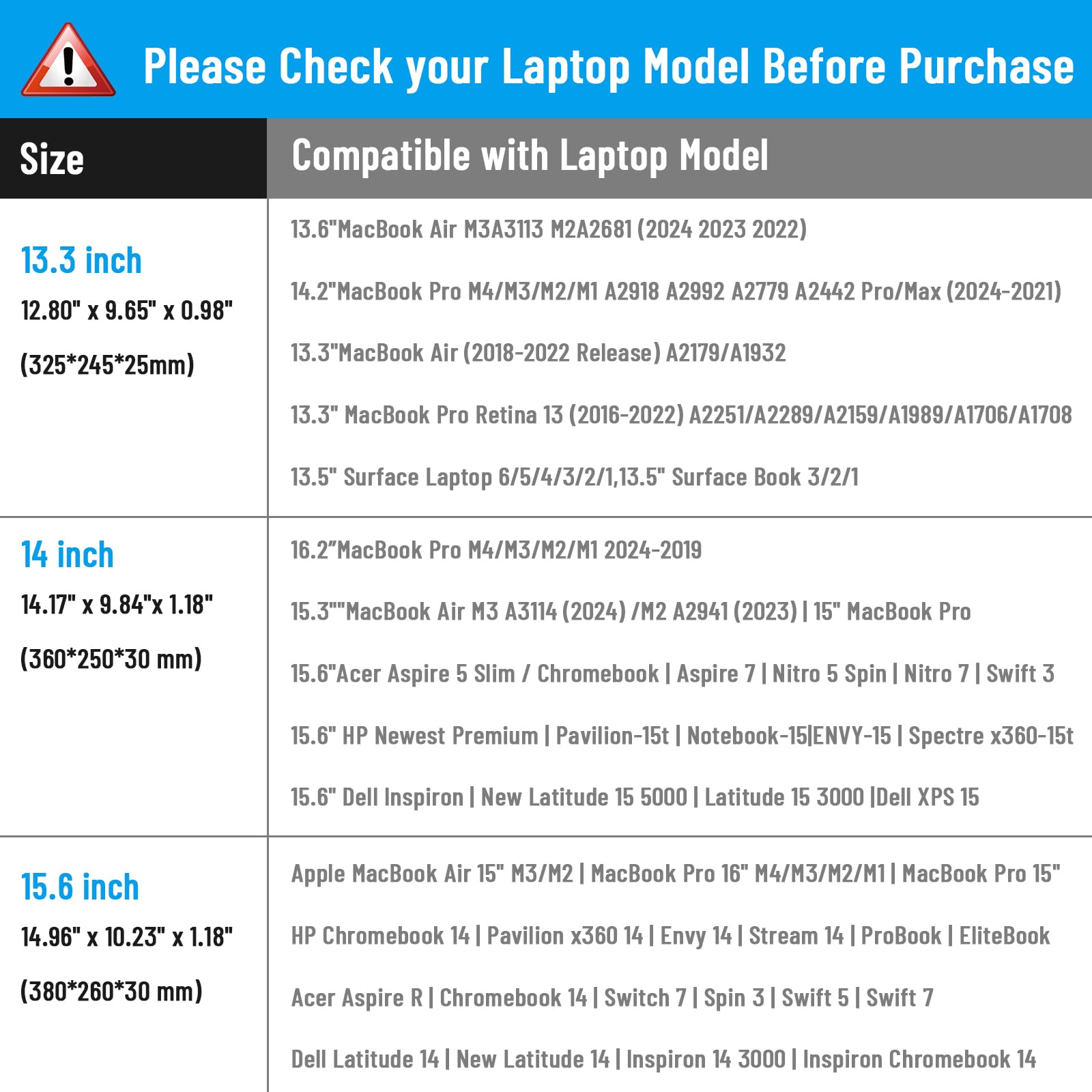 FINPAC 14-inch Laptop Shoulder Bag, Protective Computer Carrying Case Compatible with 15.3" MacBook Air M4/M3/M2, 15-16" MacBook Air/Pro, Surface Laptop/Book, 14" HP/Dell/Acer/Chromebook, Black