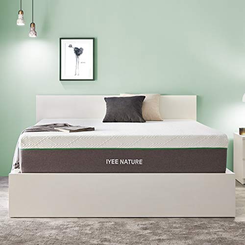IYEE NATURE King Size Mattress, 14 Inch Cooling-Gel Memory Foam Mattress Bed in a Box, 80β*76β*14β, CertiPUR-US Certified, Medium Firm, Grey - King