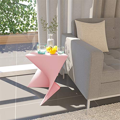 Allora Modern Plastic Triangle End Table in Pink