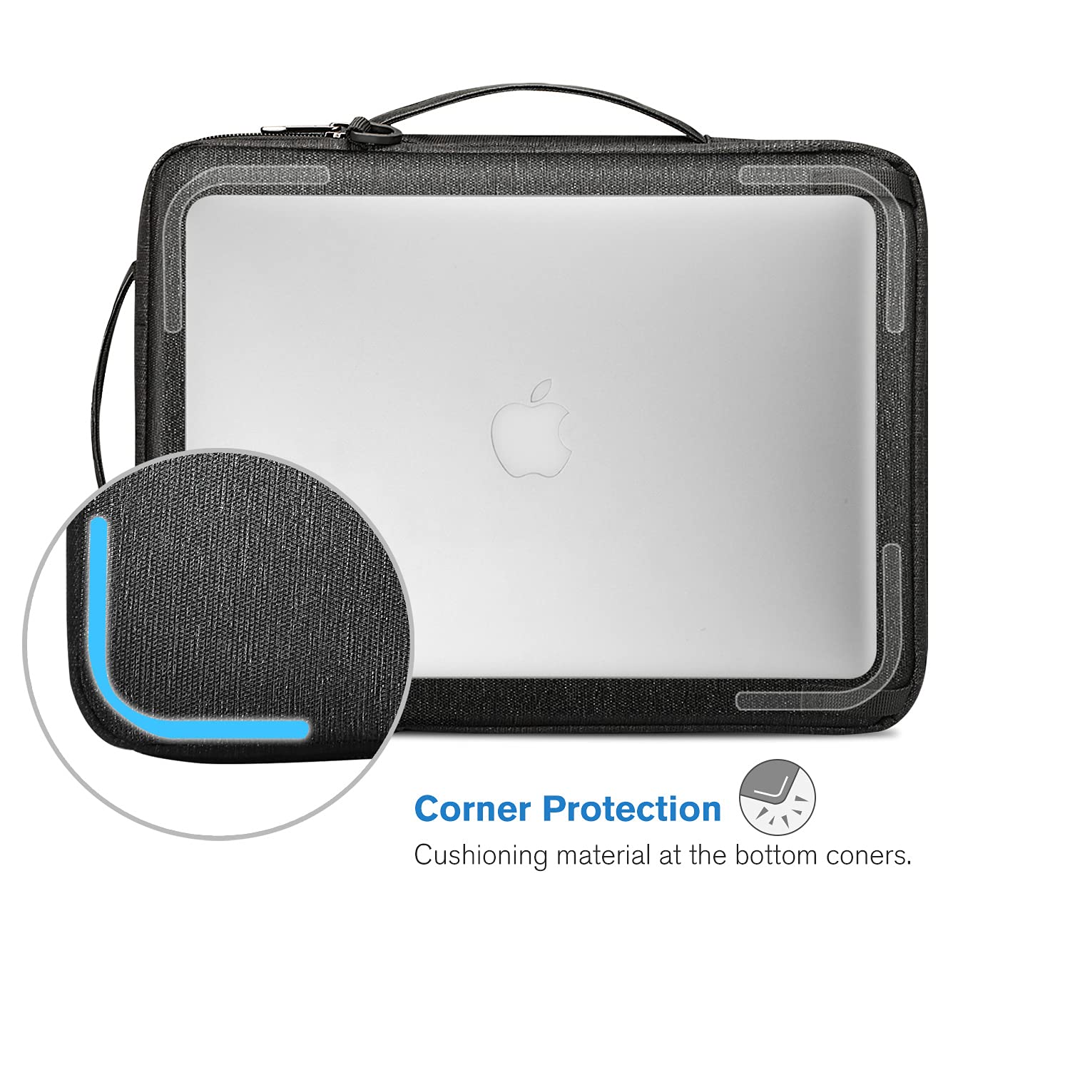 FINPAC 14-inch Laptop Shoulder Bag, Protective Computer Carrying Case Compatible with 15.3" MacBook Air M4/M3/M2, 15-16" MacBook Air/Pro, Surface Laptop/Book, 14" HP/Dell/Acer/Chromebook, Black