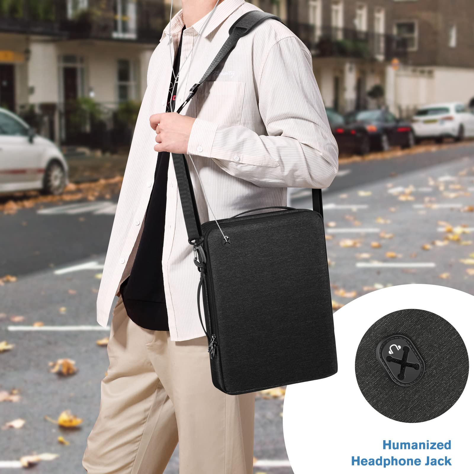 FINPAC 14-inch Laptop Shoulder Bag, Protective Computer Carrying Case Compatible with 15.3" MacBook Air M4/M3/M2, 15-16" MacBook Air/Pro, Surface Laptop/Book, 14" HP/Dell/Acer/Chromebook, Black