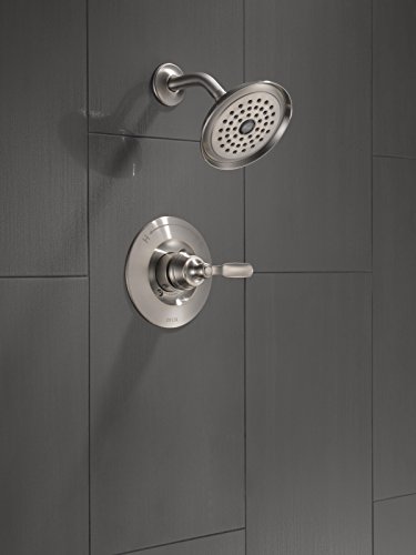 Delta Faucet Woodhurst 14 Series Single-Handle Shower Trim Kit, Shower Faucet with Single-Spray Touch-Clean Shower Head, Stainless T14232-SS (Valve Not Included)