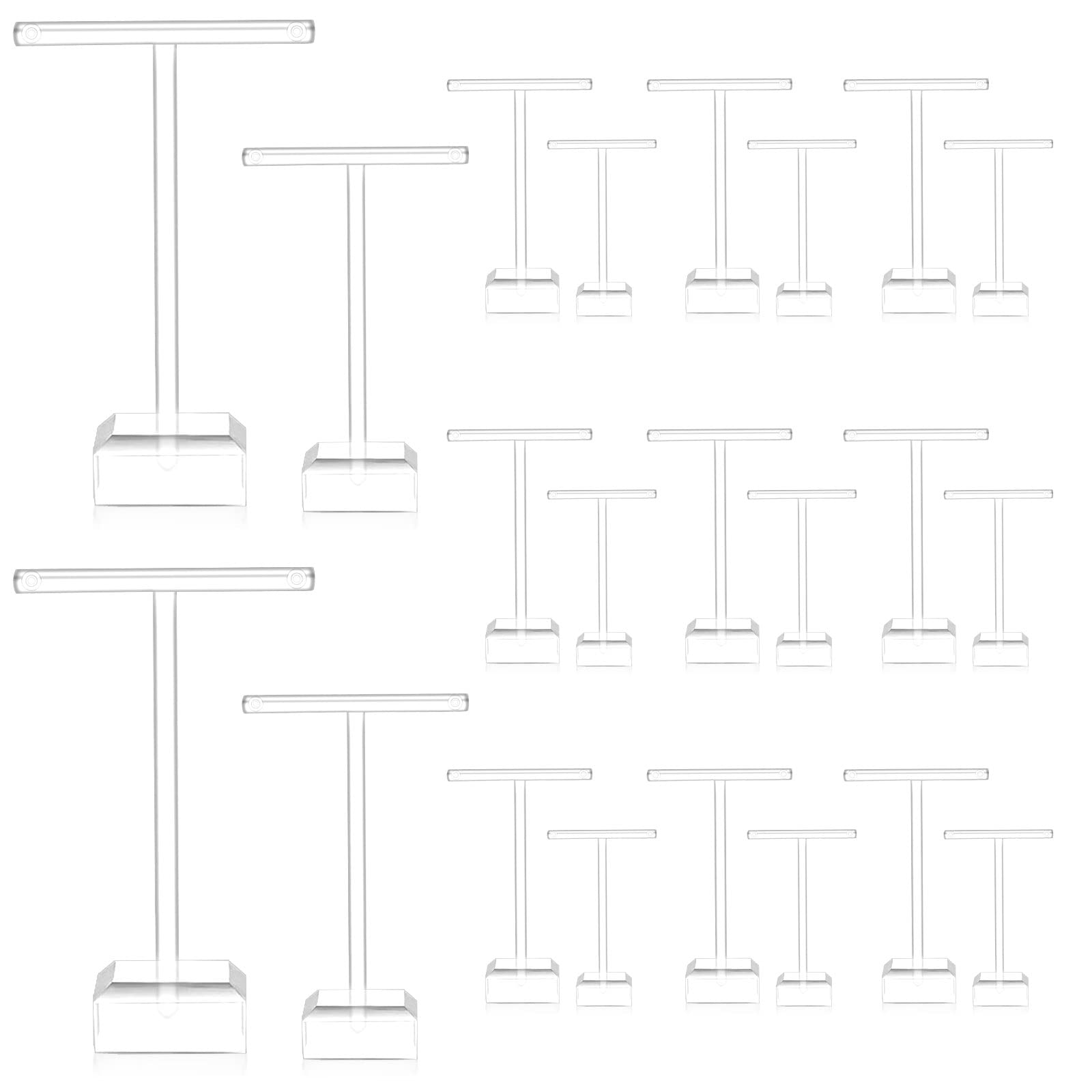 Acrylic Earrings Display Holder T-bar Earrings Stand Holder Tree Stand Countertop Hanging Jewelry Organizer for Necklaces Bracelet(Clear,6 Pieces)