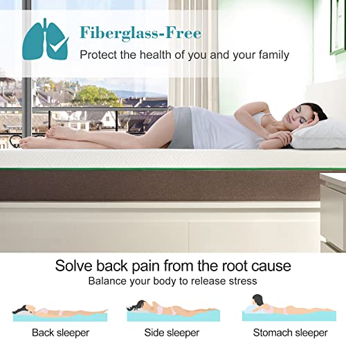 IYEE NATURE King Size Mattress, 14 Inch Cooling-Gel Memory Foam Mattress Bed in a Box, 80β*76β*14β, CertiPUR-US Certified, Medium Firm, Grey - King