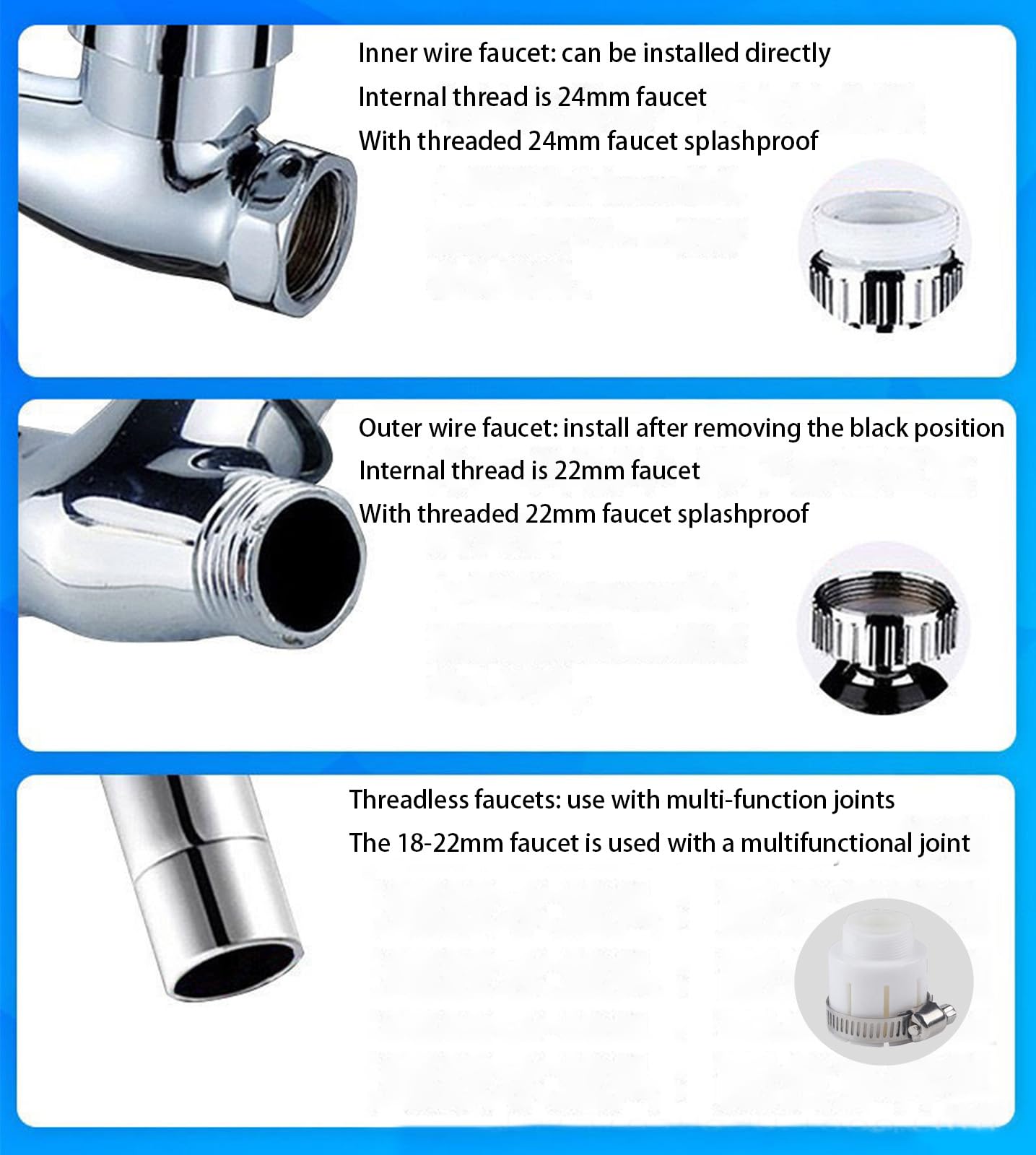 Faucet Filter, 360°Rotating Bathroom Sink Filter, Purifier Kitchen Faucet Filter to Remove Chlorofluoride Heavy Metal Hard Water, Kitchen Bathroom Universal Sink Water Filter Faucet.
