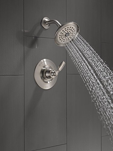 Delta Faucet Woodhurst 14 Series Single-Handle Shower Trim Kit, Shower Faucet with Single-Spray Touch-Clean Shower Head, Stainless T14232-SS (Valve Not Included)