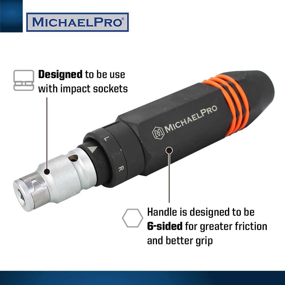 MichaelPro 1/2 Inch Drive Manual Impact Driver Set, Includes 11 Bits and 1/2" Bit Holder, 6-sided Enhanced Non-Slip Grip, Heavy Duty
