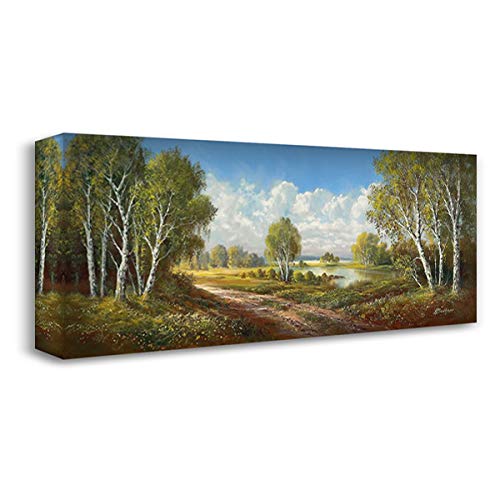 ArtDirect Birch Lane at HORNI RYBNIKY 48x20 Huge Gallery Wrapped Canvas Museum Art by Buchner, H.