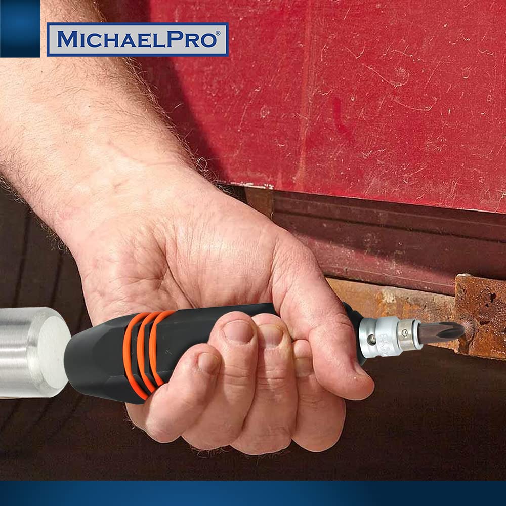 MichaelPro 1/2 Inch Drive Manual Impact Driver Set, Includes 11 Bits and 1/2" Bit Holder, 6-sided Enhanced Non-Slip Grip, Heavy Duty