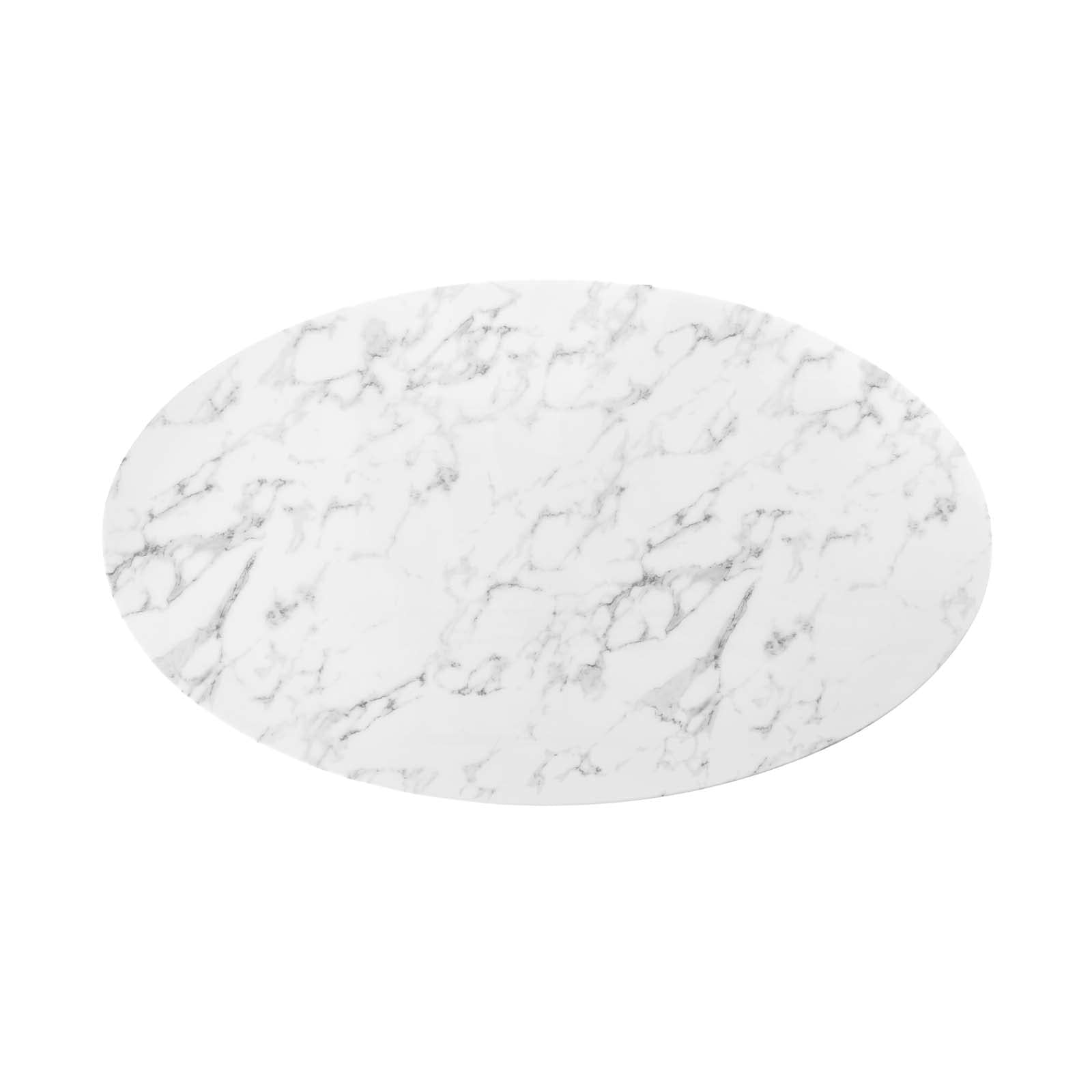 Modway Lippa 60" Oval-Shaped Mid-Century Modern Dining Table with Artificial Marble Top and White Base