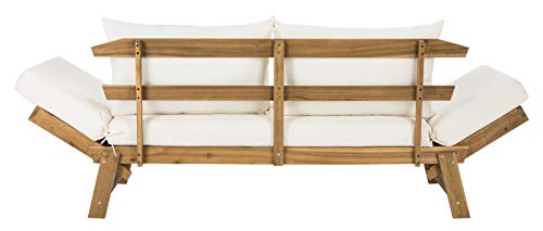 Safavieh PAT6745B Outdoor Collection Tandra Teak Modern Contemporary Daybed Day Bed, Natural/Beige