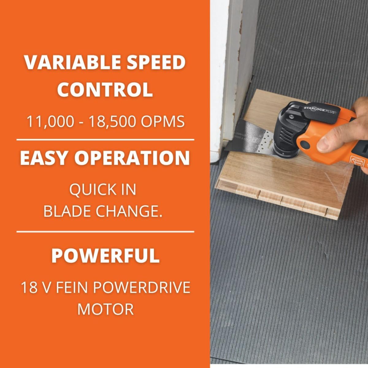 Fein Cordless MultiMaster AMM 500 Plus Top 4 Ah AS for Interior Construction and Renovation - Starlock Plus Mount, QuickIn System, Constant Speed, Metal Drive Head - 71293861090
