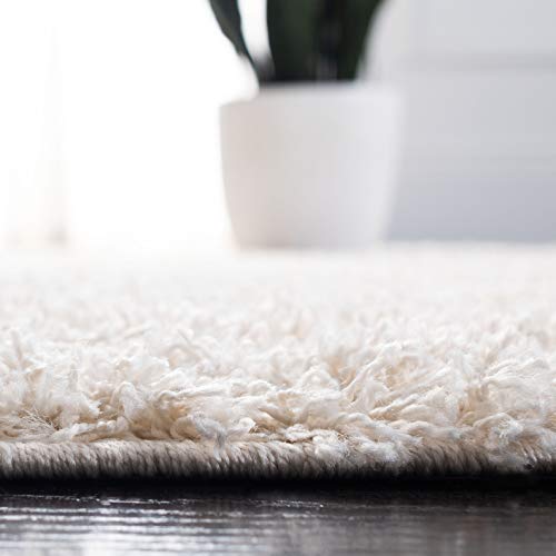 SAFAVIEH Venus Shag Collection 2'7" x 5' Ivory VNS520A Solid Non-Shedding Living Room Bedroom Dining Room Entryway Plush 1.8-inch Thick Area Rug