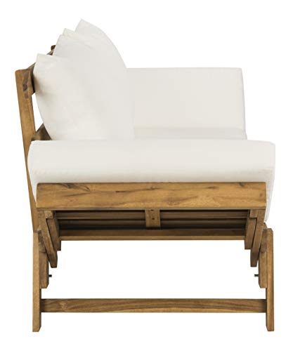 Safavieh PAT6745B Outdoor Collection Tandra Teak Modern Contemporary Daybed Day Bed, Natural/Beige