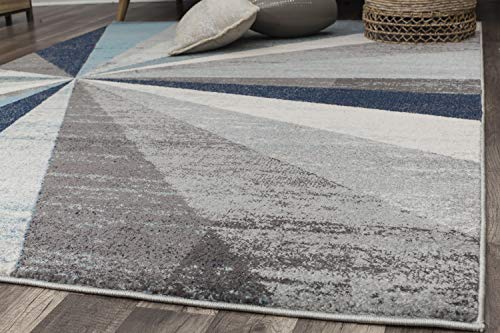 Rugs America Rays Contemporary Geometric Rug Hale Blue KA20A 8'0"X10'0" Area Rug