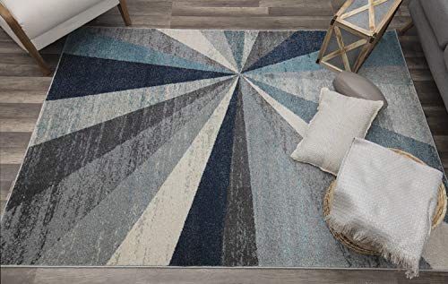 Rugs America Rays Contemporary Geometric Rug Hale Blue KA20A 8'0"X10'0" Area Rug