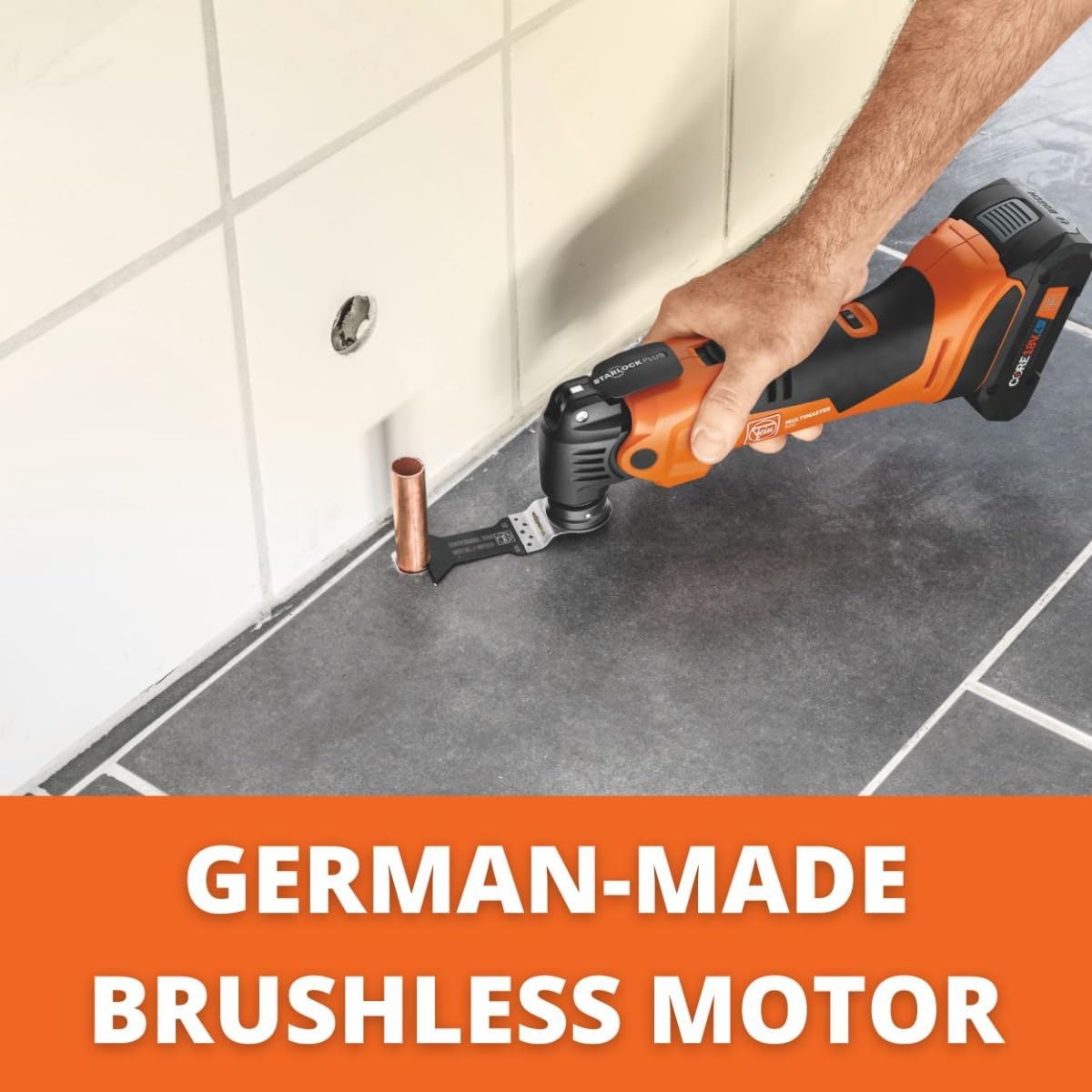 Fein Cordless MultiMaster AMM 500 Plus Top 4 Ah AS for Interior Construction and Renovation - Starlock Plus Mount, QuickIn System, Constant Speed, Metal Drive Head - 71293861090