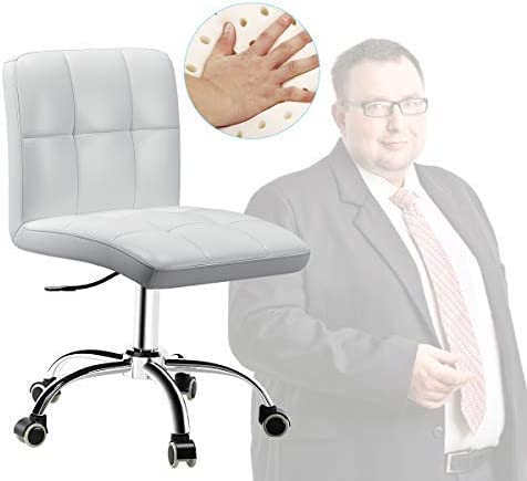 OUTMASTER 360° Office Desk Chair,PU Adjustable Rolling Task Chair with Backrest for Barber,Office,Home, Computer,360° Swivel,Armless