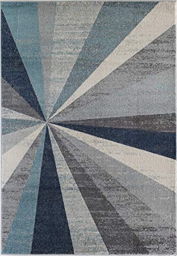 Rugs America Rays Contemporary Geometric Rug Hale Blue KA20A 8'0"X10'0" Area Rug