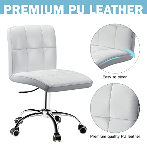 OUTMASTER 360° Office Desk Chair,PU Adjustable Rolling Task Chair with Backrest for Barber,Office,Home, Computer,360° Swivel,Armless