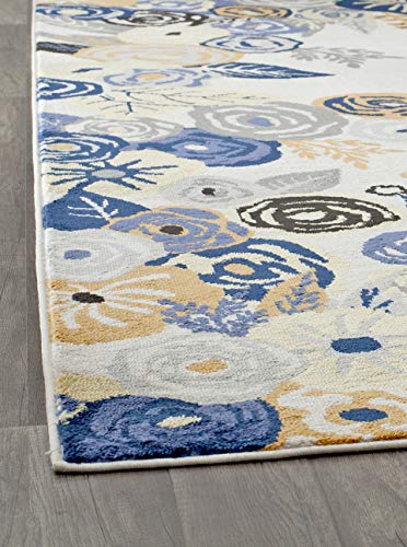 Rugs America Ivory & Multi Blooms Transitional Rug Royal Blossom Golden Ivory VA35D 5'0"X7'0" Area Rug