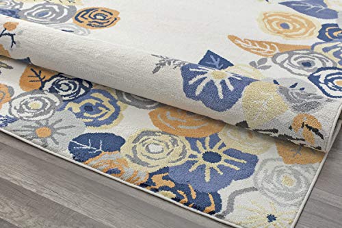Rugs America Ivory & Multi Blooms Transitional Rug Royal Blossom Golden Ivory VA35D 5'0"X7'0" Area Rug