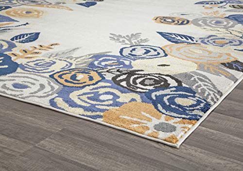 Rugs America Ivory & Multi Blooms Transitional Rug Royal Blossom Golden Ivory VA35D 5'0"X7'0" Area Rug