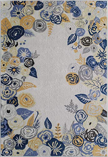 Rugs America Ivory & Multi Blooms Transitional Rug Royal Blossom Golden Ivory VA35D 5'0"X7'0" Area Rug