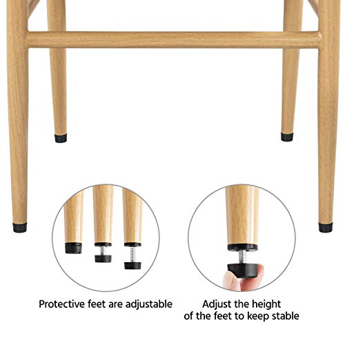 Yaheetech Set of 4 Weave Chair Mid-Century Metal Dining Chair Y-Shaped Backrest Hemp Seat, Wood Color