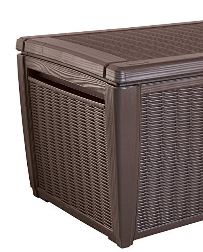 Keter Sumatra 135 gallon Outdoor Storage Rattan Deck Box, Brown