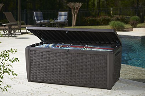Keter Sumatra 135 gallon Outdoor Storage Rattan Deck Box, Brown