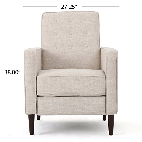 GDFStudio Marston Mid Century Modern Fabric Recliner (Set of 2) (Cream)