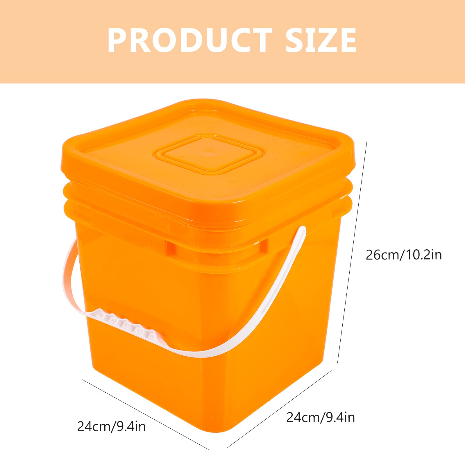 LUOZZY Large Laundry Detergent Storage Box Farmhouse Laundry Powder Container Square Washing Powder Bucket (10L Orange)