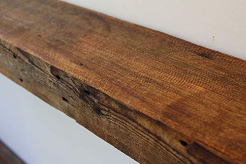 Modern Timber Craft Rustic Fireplace Mantel Floating Solid Wood Shelf - Reclaimed Barn Wooden Beam Wall Decor, Mounted Farmhouse Shelving, (Unfinished,72" W x 8" D x 2.75" H)