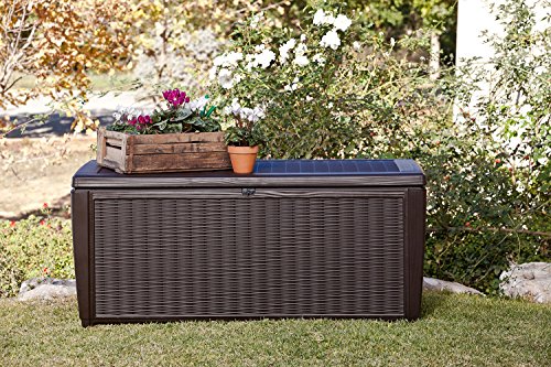 Keter Sumatra 135 gallon Outdoor Storage Rattan Deck Box, Brown