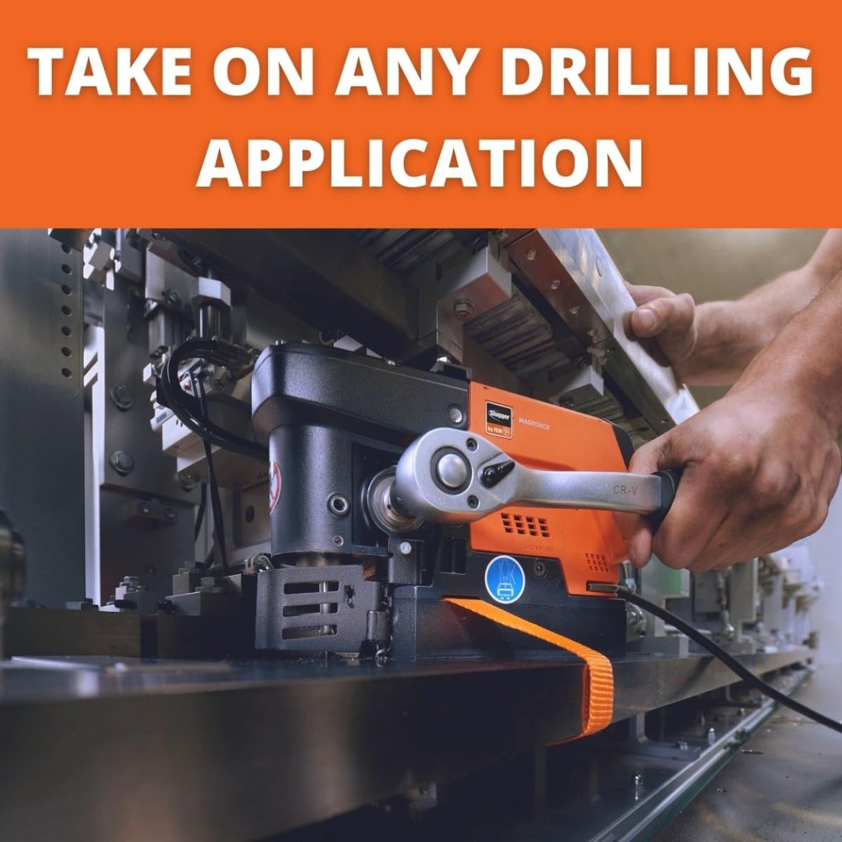 Fein JMC Magforce 90 Magnetic Base Drill with Brushless Motor for Work in Hard-to-Reach Areas - 1,200W, 1-3/8" HSS Cutter Max. Diameter, 1-3/8" Cutting Depth - 72732362090