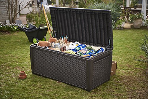 Keter Sumatra 135 gallon Outdoor Storage Rattan Deck Box, Brown
