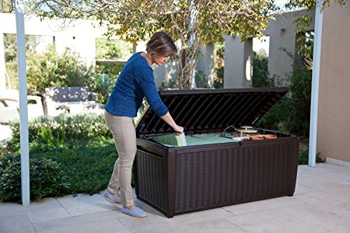 Keter Sumatra 135 gallon Outdoor Storage Rattan Deck Box, Brown