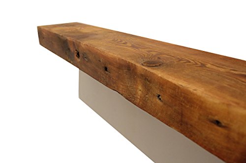 Modern Timber Craft Rustic Fireplace Mantel Floating Solid Wood Shelf - Reclaimed Barn Wooden Beam Wall Decor, Mounted Farmhouse Shelving, (Unfinished,72" W x 8" D x 2.75" H)