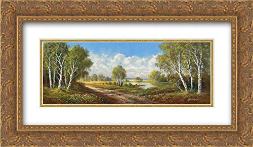 Buchner, H. 40x22 Gold Ornate Frame and Double Matted Museum Art Print Titled Birch Lane at HORNI RYBNIKY
