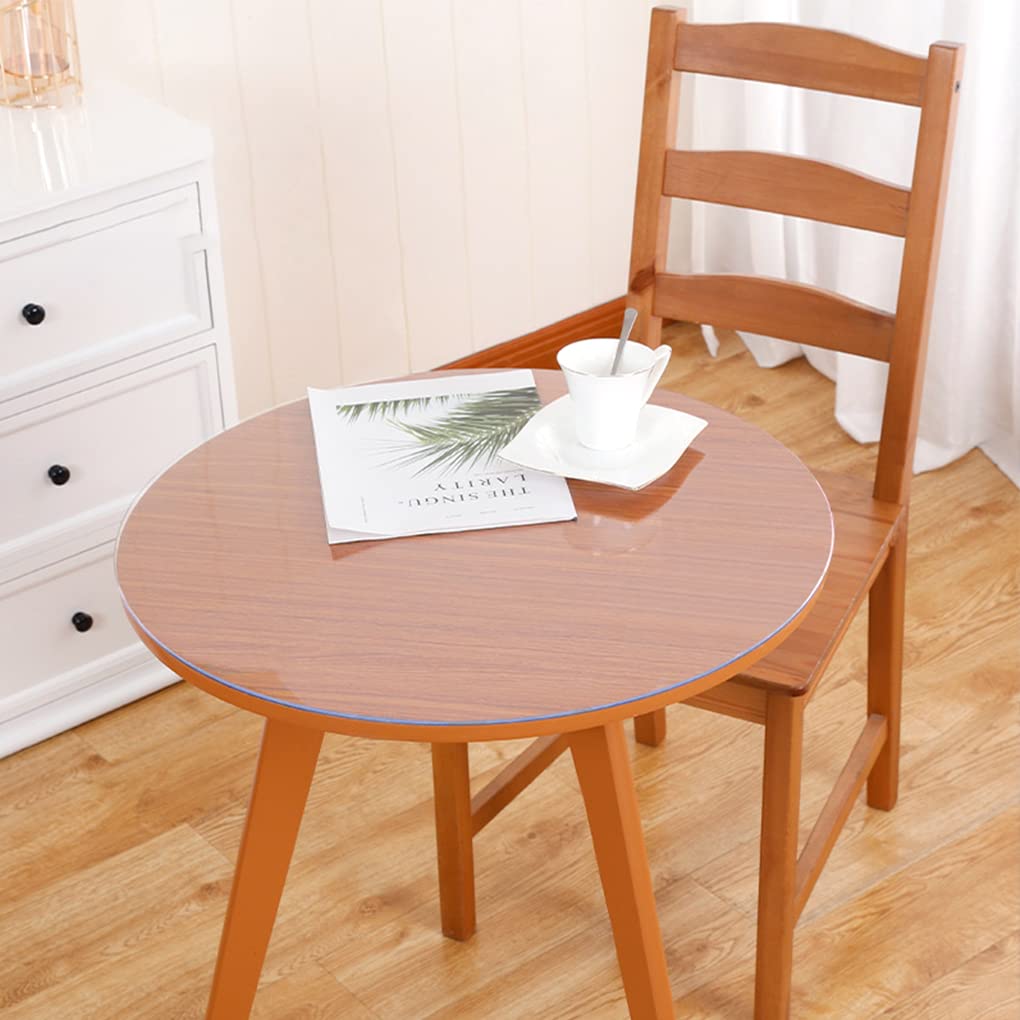 WingCanto 42 Inch Round Clear Plastic Dining Table Protector 1.5mm Thick Plastic Tablecloth Pad Wooden Furniture Desktop Glass Marble Coffee End Side Tabletop Pad Bar Sofa Cloth Top Protection Cover