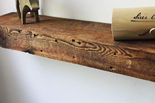 Modern Timber Craft Rustic Fireplace Mantel Floating Solid Wood Shelf - Reclaimed Barn Wooden Beam Wall Decor, Mounted Farmhouse Shelving, (Unfinished,72" W x 8" D x 2.75" H)