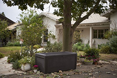 Keter Sumatra 135 gallon Outdoor Storage Rattan Deck Box, Brown