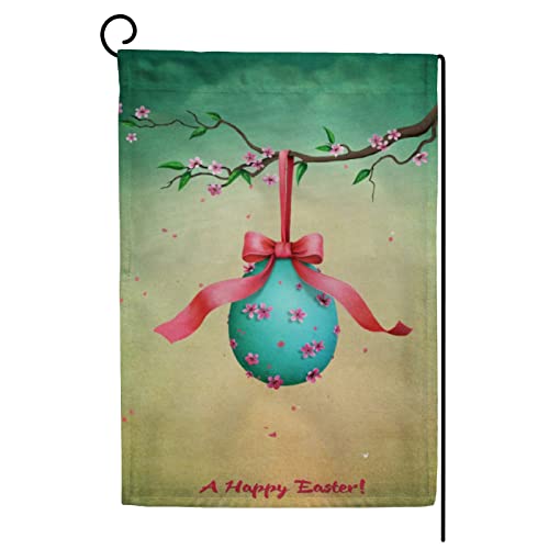 My Little Nest Seasonal Garden Flag Vintage Easter Egg Pink Bow Vertical Garden Flags Double Sided for Home Farmhouse Yard Holiday Flag Outdoor Decoration Banner 28"x40"