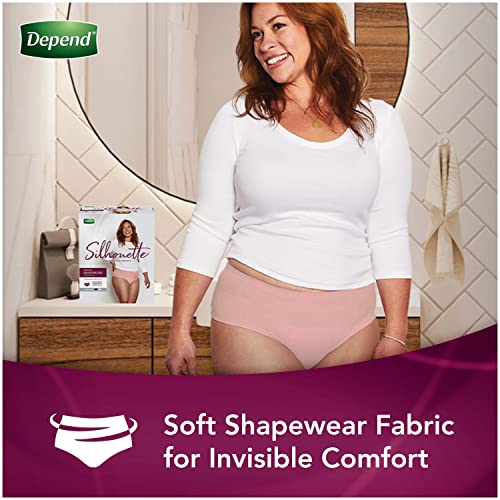 Depend Silhouette Adult Incontinence and Postpartum Underwear for Women, medium (32–42" waist), Maximum Absorbency, Black, 56 Count (2 Packs of 28)