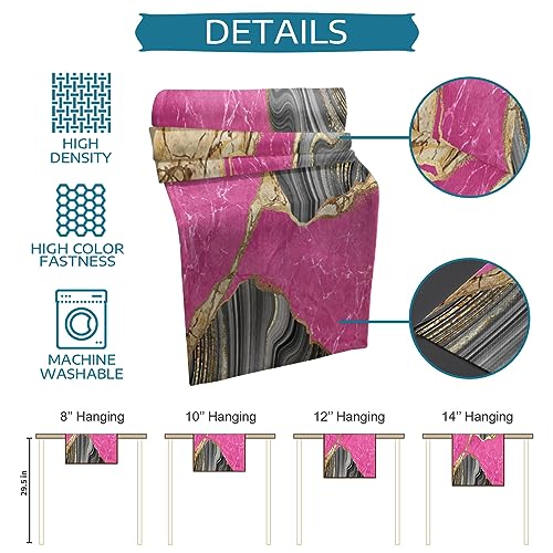 Pink Grey Marble Table Runner 36 Inches Long Farmhouse Dress Scarves, Modern Abstract Art Yellow Lines Dining Tablerunner for Coffee Table/Kitchen Island/Party Décor, Small 13" x 36"