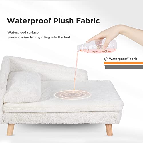 BingoPaw Elevated Pet Bed,Nordic Pet Stool Bed with Cozy Pad Waterproof,Pet Chair with Sturdy Wood Legs for Small Dog Kitten