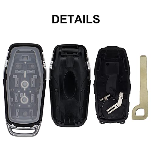 Key Fob Cover Shell Fit for Ford F150 F250 F350 Mustange Fusion Explorer Edge Replacement for 5 Button Smart Key for Proximity Remote