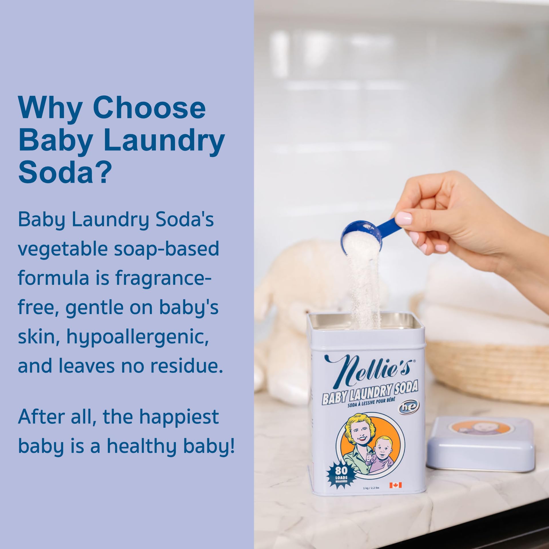 Nellie's Baby Laundry Soda - Hypoallergenic Powdered Laundry Detergent For Babies & Children - 1,110 Load