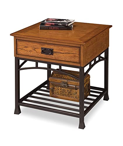 Modern Craftsman Distressed Oak End Table by Home Styles, Brown 22D x 22W x 24.5H in